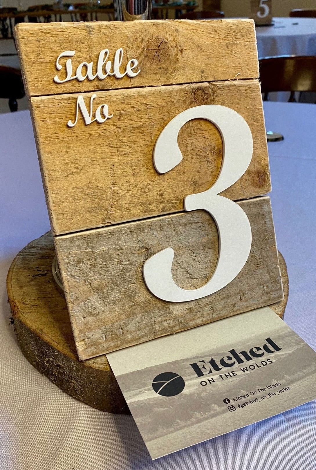 Table number board – Etched on The Wolds