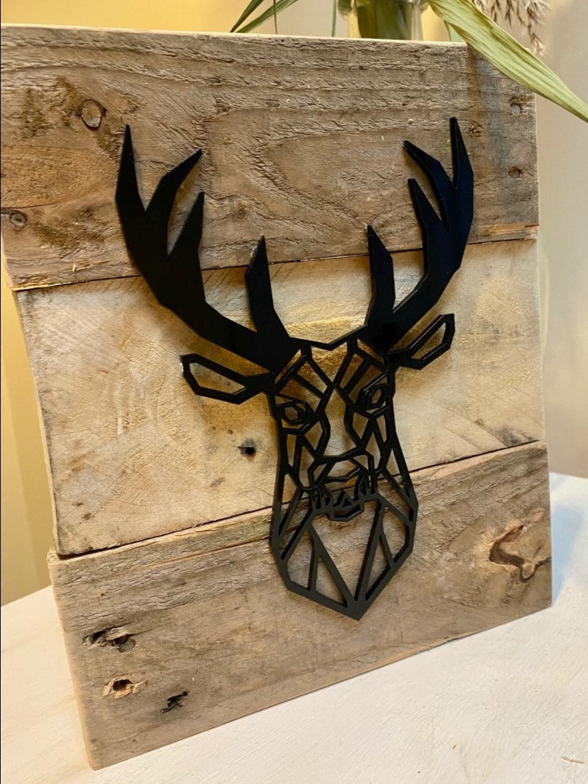 Rustic geometric stag board – Etched on The Wolds